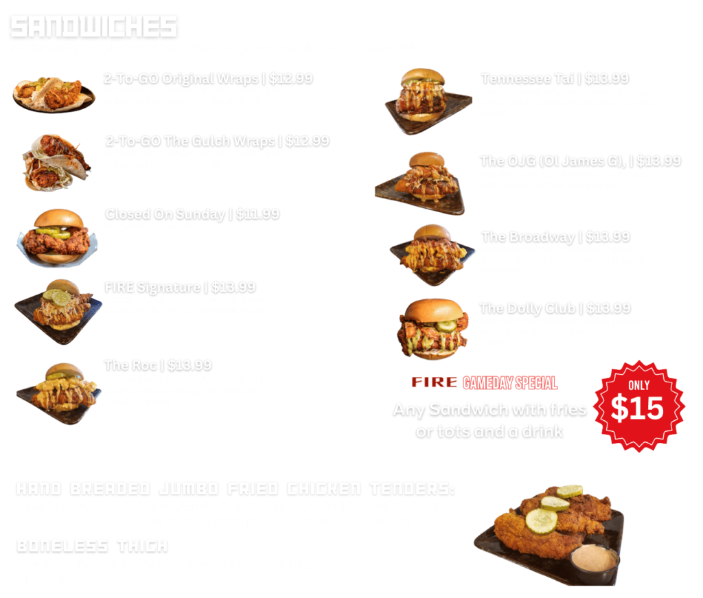 Menu – Fire Hot Chicken